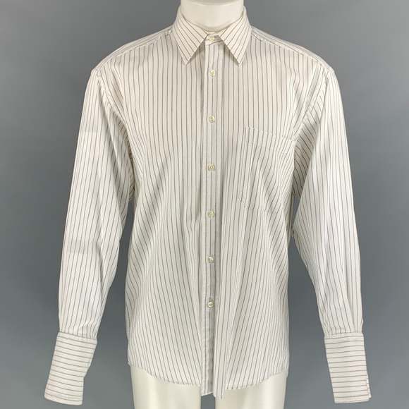 Dior | Shirts | Christian Dior Off White Stripe Cotton French Cuff Long ...